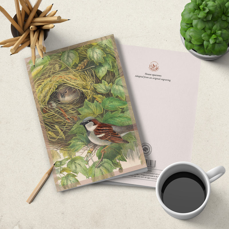 Notebook - soft cover - British Birds - House Sparrow – A Blackbird Sang