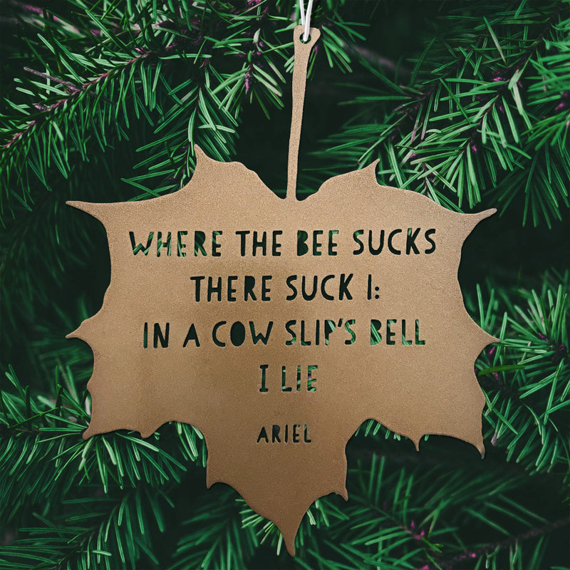 Leaf Quote - Where the Bee sucks there suck I - Ariel - The Tempest ...